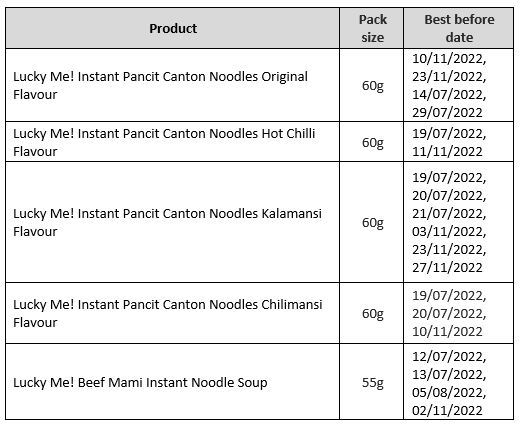 Recall of Additional Batches of Lucky Me Instant Noodles | Food Safety ... Recall of Additional Batches of Lucky Me Instant Noodles | Food Safety ...